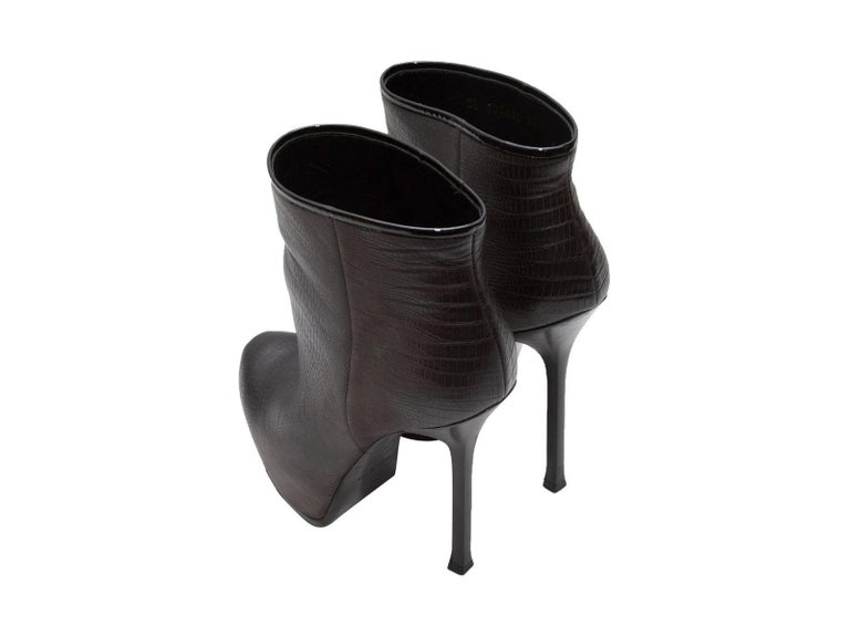 Yves Saint Laurent Grey Embossed Platform Ankle Boots For Sale at 1stDibs