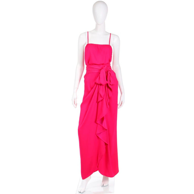 Yves Saint Laurent Haute Couture Pink Silk 2 Pc Evening Dress w Ruffled ...