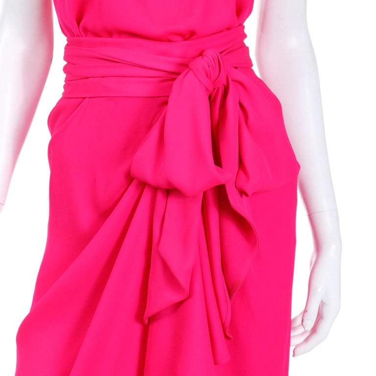 Yves Saint Laurent Haute Couture Pink Silk 2 Pc Evening Dress w Ruffled ...