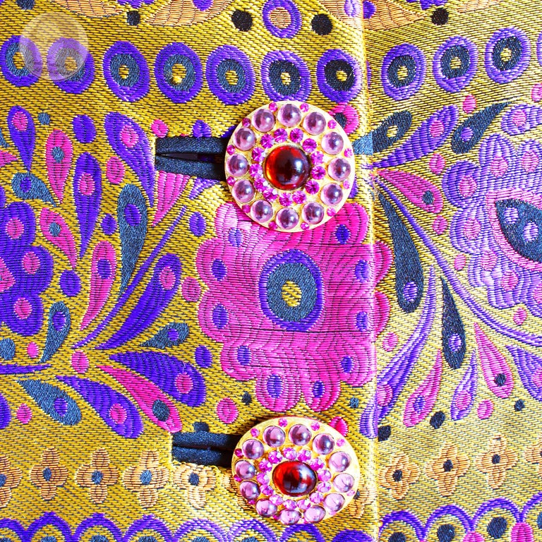 Yves Saint Laurent Jacket Silk Brocade with Embellished Buttons F/W ...