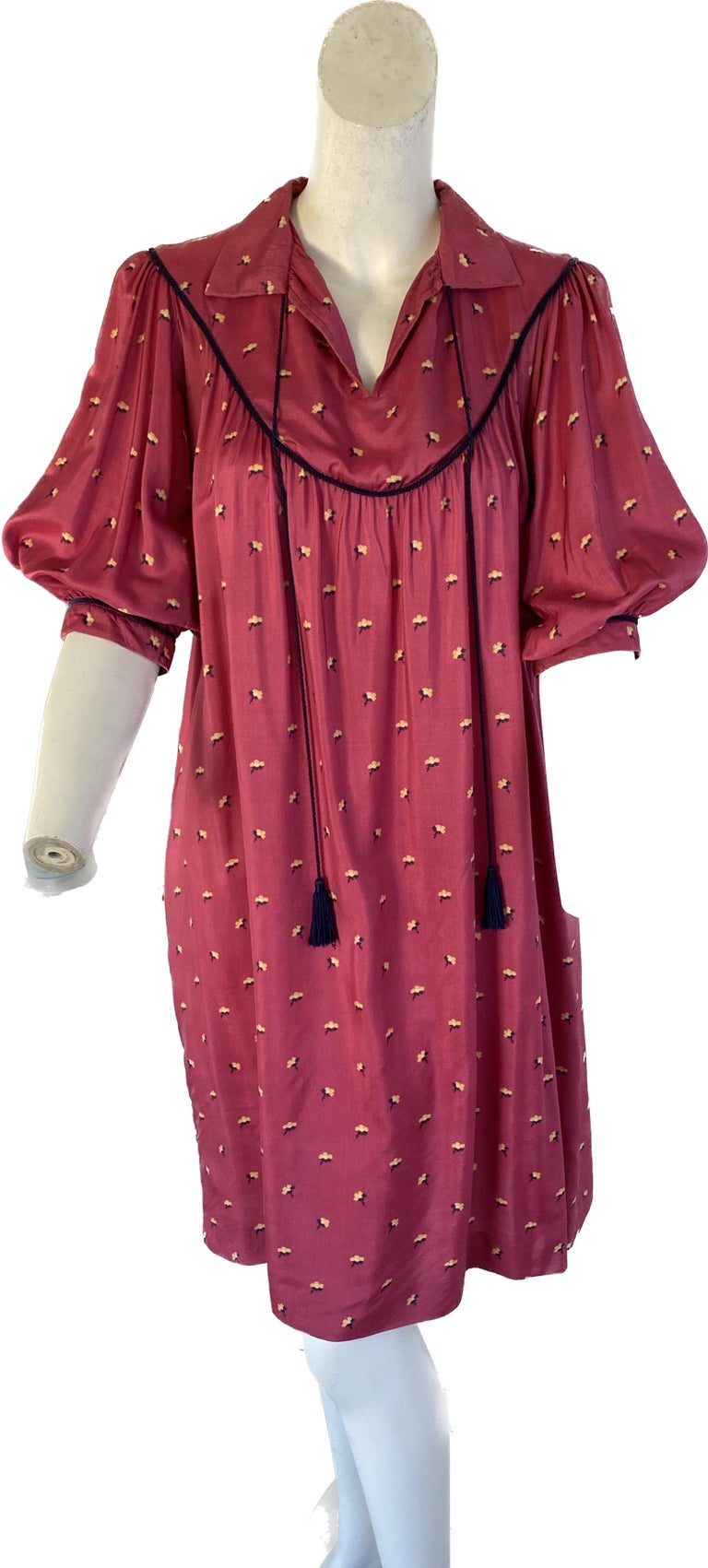 Yves Saint Laurent Late 60s early 70s Vintage Silk Peasant Smock Dress ...