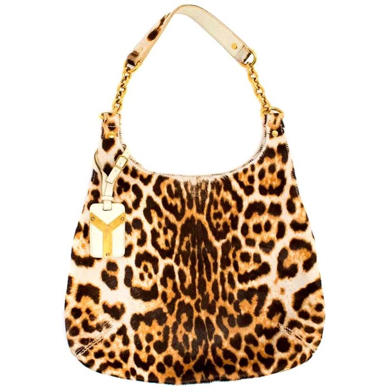 Yves Saint Laurent Leopard Print Ponyhair Shoulder Bag For Sale at 1stDibs