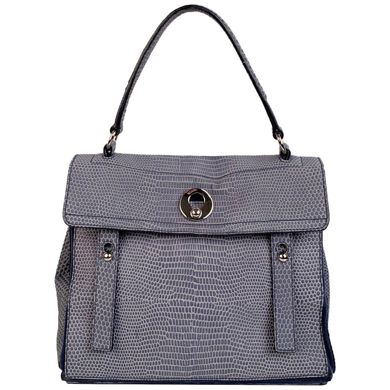 Yves Saint Laurent Light Blue Embossed Leather Muse 2 Two Satchel Bag ...