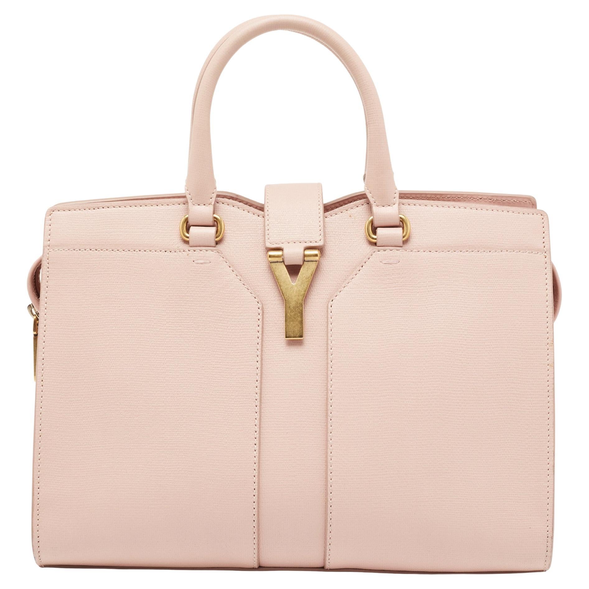 Yves Saint Laurent Light Pink Leather Small Y-Ligne Cabas Tote at ...