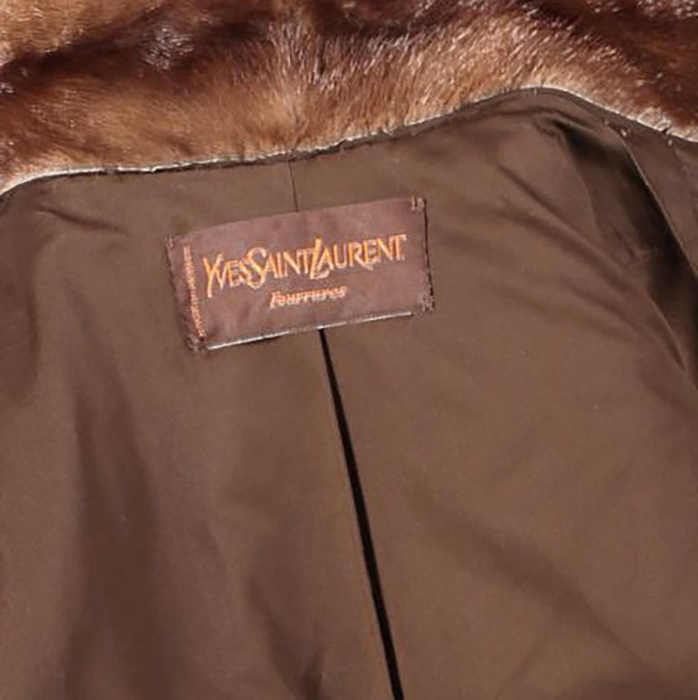 Yves Saint Laurent Long Brown Fur Coat at 1stDibs