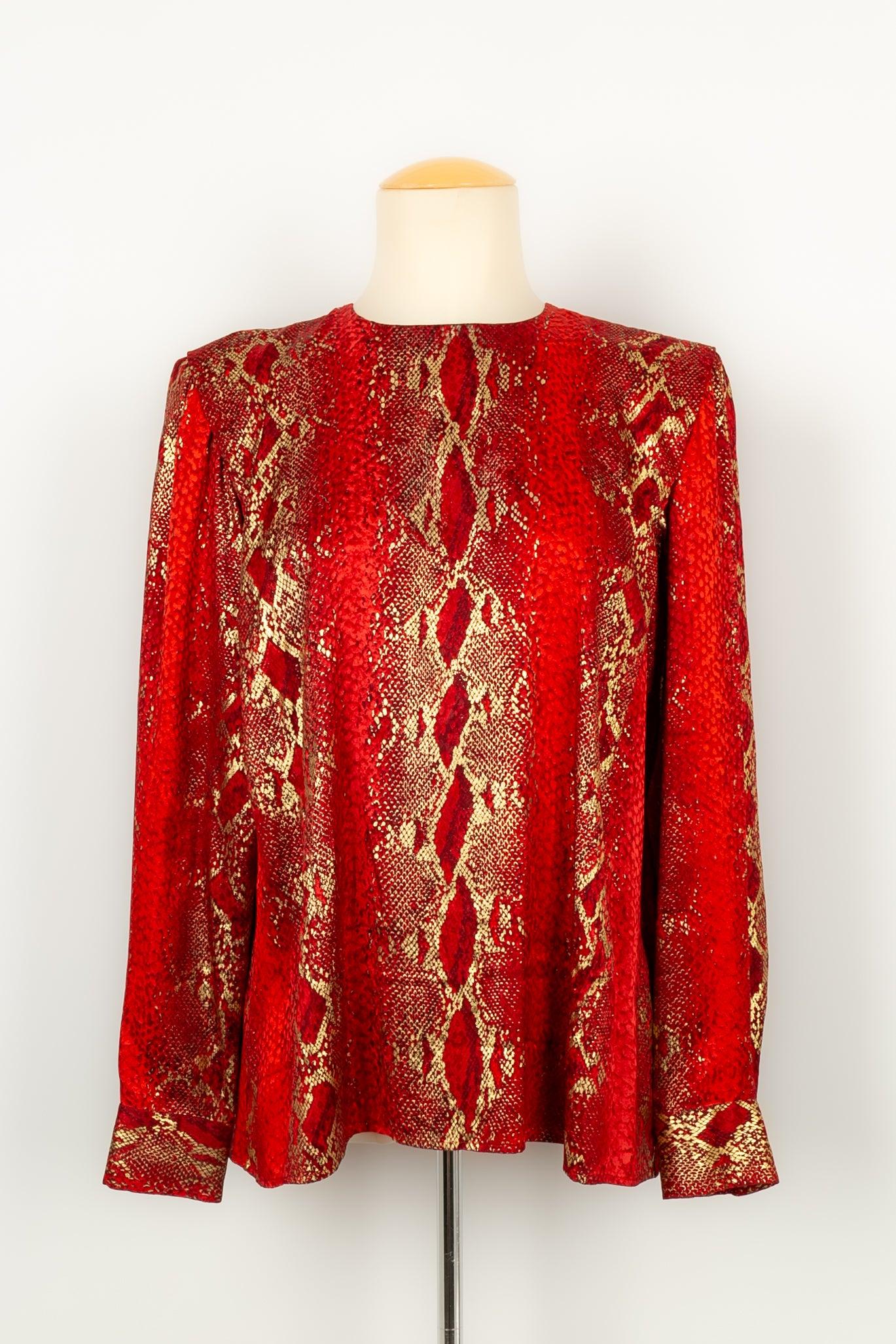 Yves Saint Laurent Long-Sleeved Top Golden Snake-Skin-Style For Sale at ...