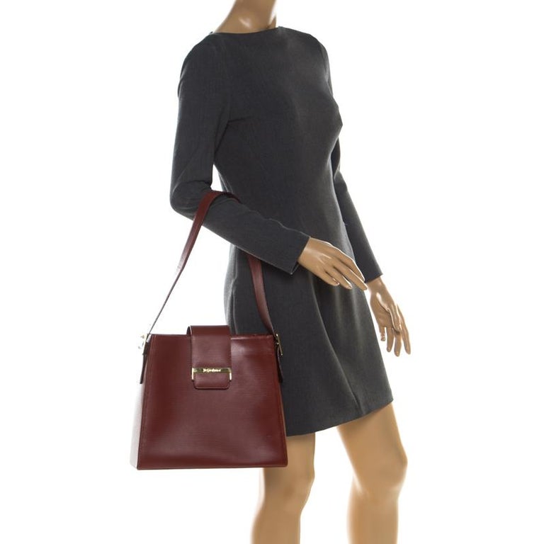 Yves Saint Laurent Maroon Leather Shoulder Bag at 1stDibs