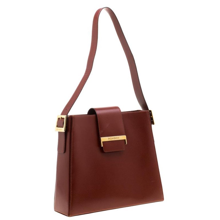 Yves Saint Laurent Maroon Leather Shoulder Bag at 1stDibs