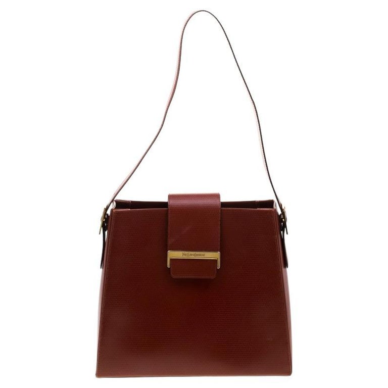 Yves Saint Laurent Maroon Leather Shoulder Bag at 1stDibs