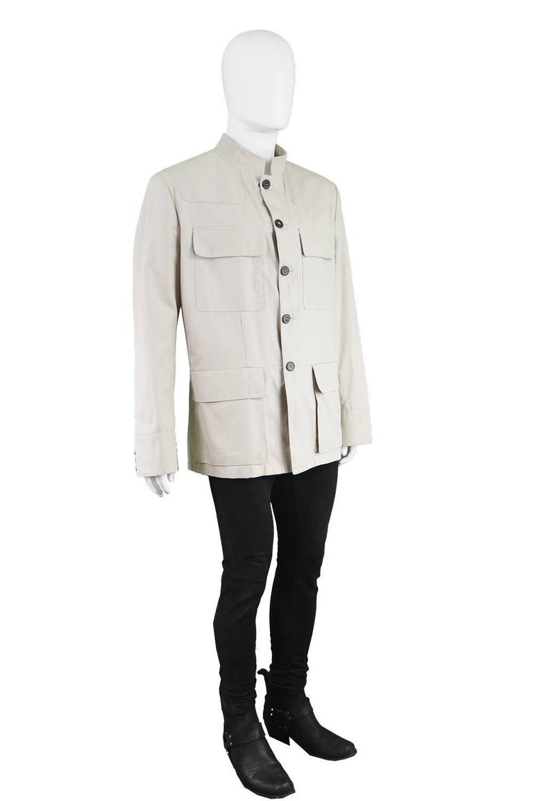 Yves Saint Laurent Men's Beige Cotton Single Breasted YSL Safari Jacket ...