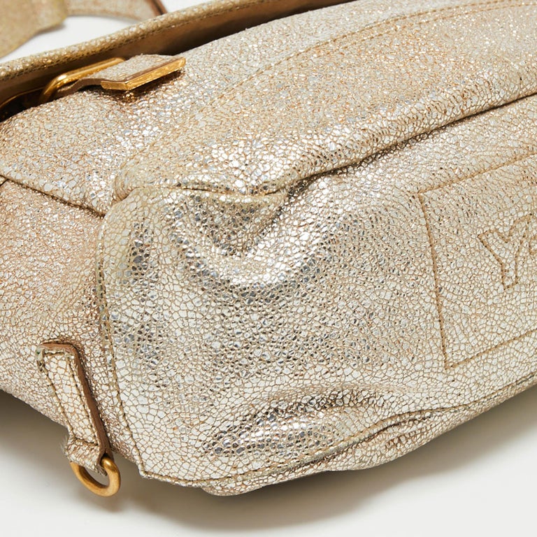 Yves Saint Laurent Metallic Gold Leather Besace Shoulder Bag For Sale ...