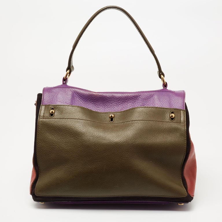 Yves Saint Laurent Multicolor Leather and Suede Muse Two Top Handle Bag ...