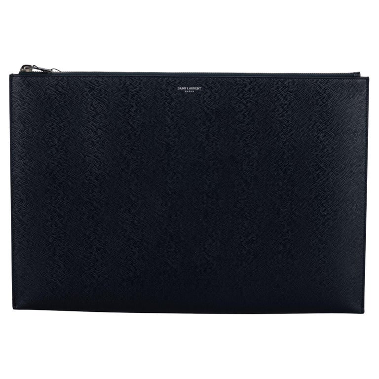 Yves Saint Laurent Navy Blue Pebbles Oversize Clutch For Sale at 1stDibs
