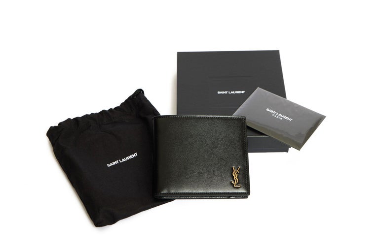 Yves Saint Laurent NIB Black Leather Bifold Wallet For Sale at 1stDibs