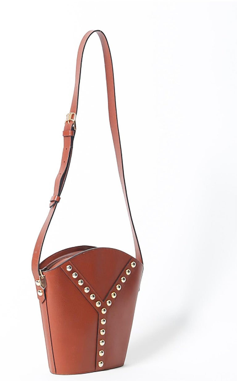 Yves Saint Laurent Nut Leather Studded Bucket Shoulder Bag For Sale at ...