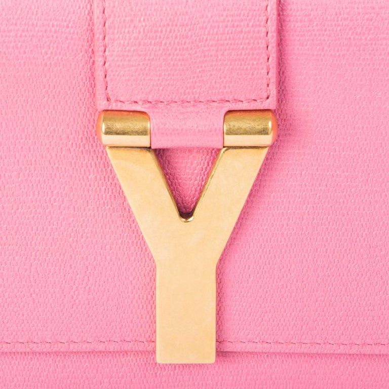 YVES SAINT LAURENT pink leather Y Clutch Bag at 1stDibs | yves saint ...