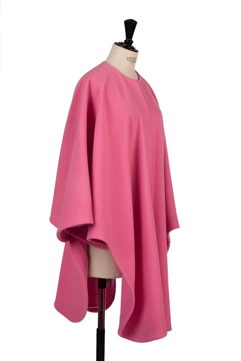 YVES SAINT LAURENT YSL Pink Pure Wool Cape or Wrap, 1980s at 1stDibs