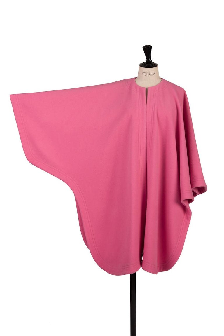 YVES SAINT LAURENT YSL Pink Pure Wool Cape or Wrap, 1980s at 1stDibs