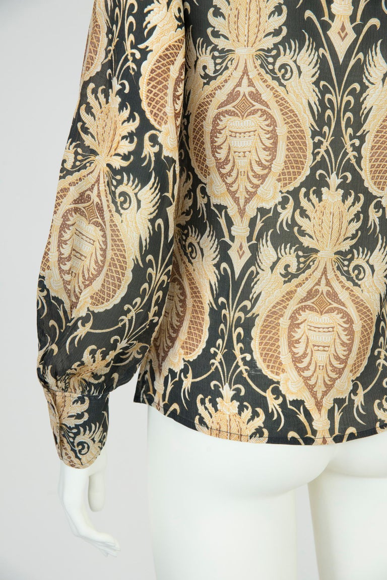 Yves Saint Laurent Printed Silk Blouse For Sale at 1stDibs