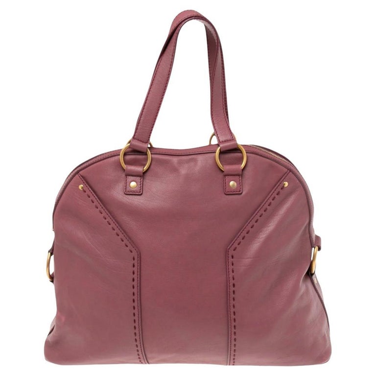 Yves Saint Laurent Purple Leather Oversized Muse Bag at 1stDibs