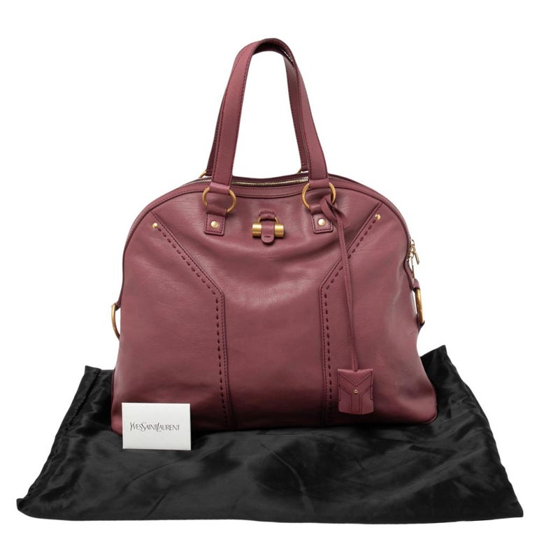 Yves Saint Laurent Purple Leather Oversized Muse Bag at 1stDibs