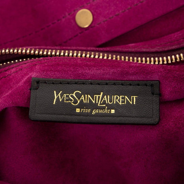 YVES SAINT LAURENT purple suede MUSE TWO MEDIUM CROC Satchel Bag For ...