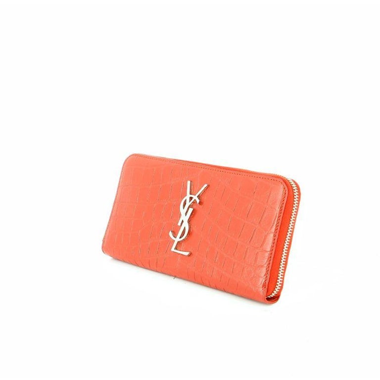 Yves Saint Laurent Red Croco Wallet For Sale at 1stDibs