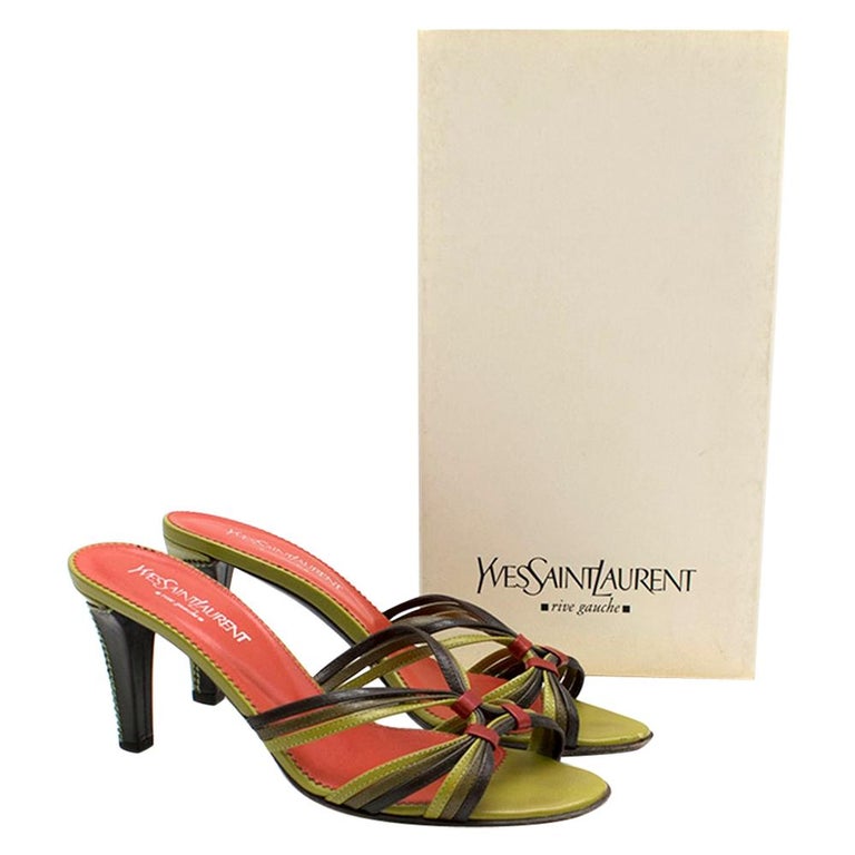 Yves Saint Laurent Red and Green Vintage Sandals SIZE 38 For Sale at ...