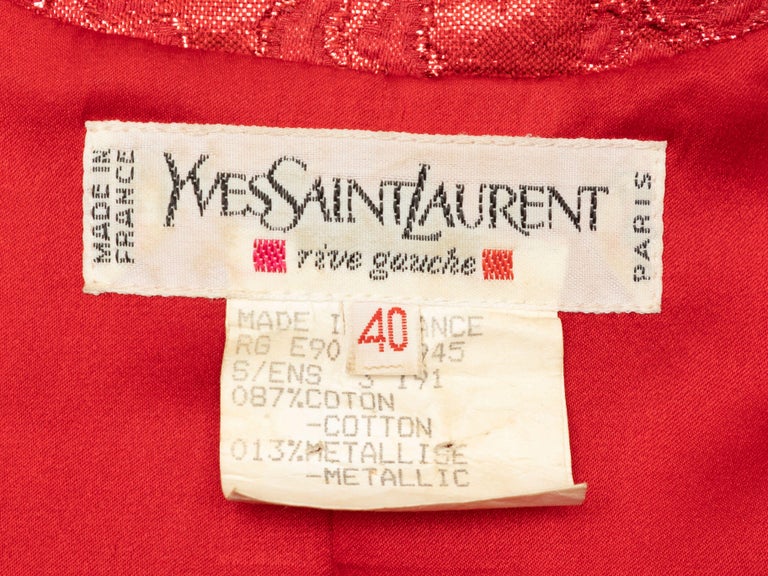 Yves Saint Laurent Red Metallic Jacquard Jacket For Sale at 1stDibs