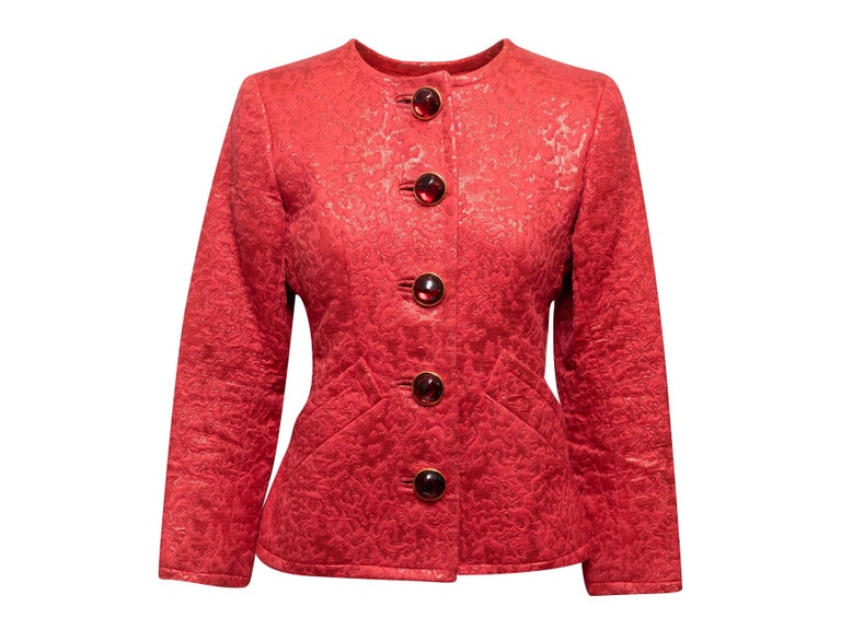 Yves Saint Laurent Red Metallic Jacquard Jacket For Sale at 1stDibs