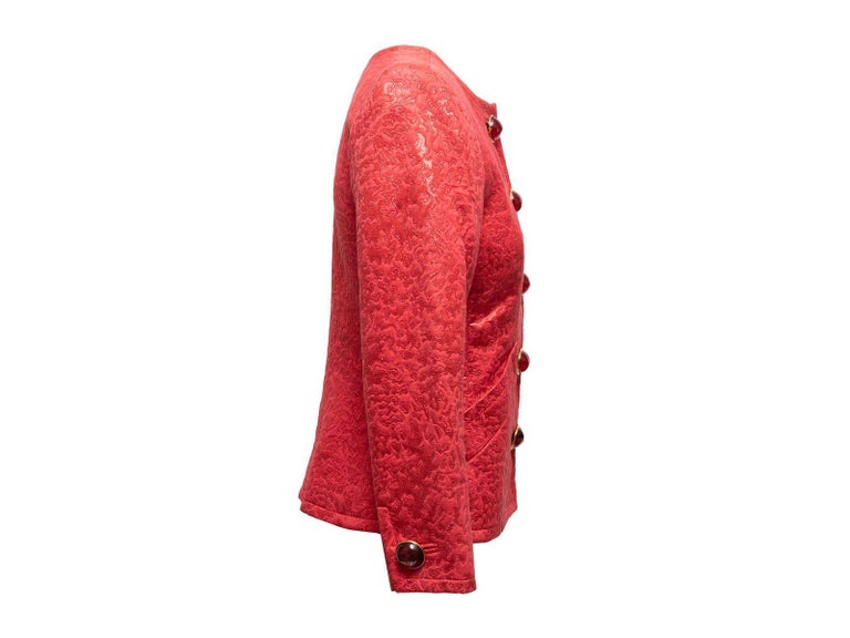 Yves Saint Laurent Red Metallic Jacquard Jacket For Sale at 1stDibs