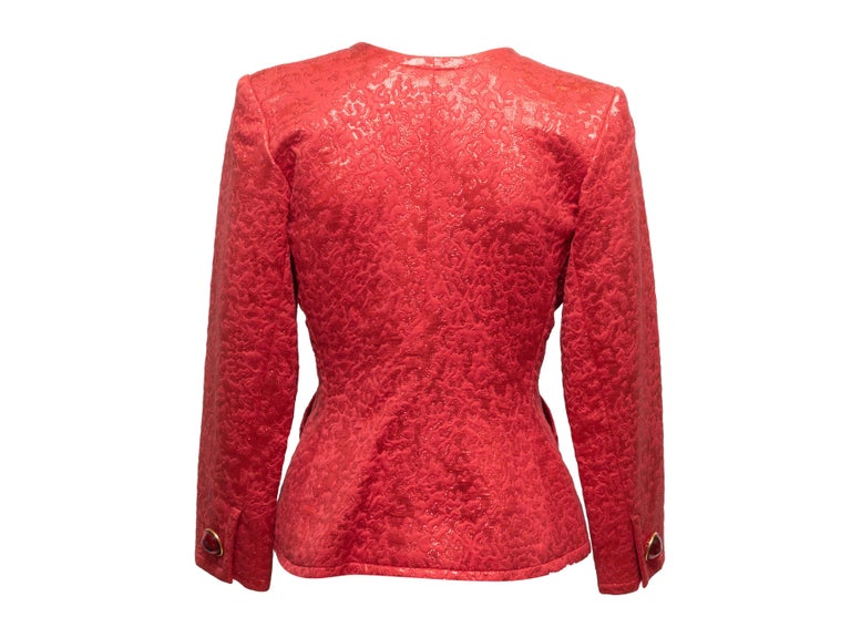 Yves Saint Laurent Red Metallic Jacquard Jacket For Sale at 1stDibs
