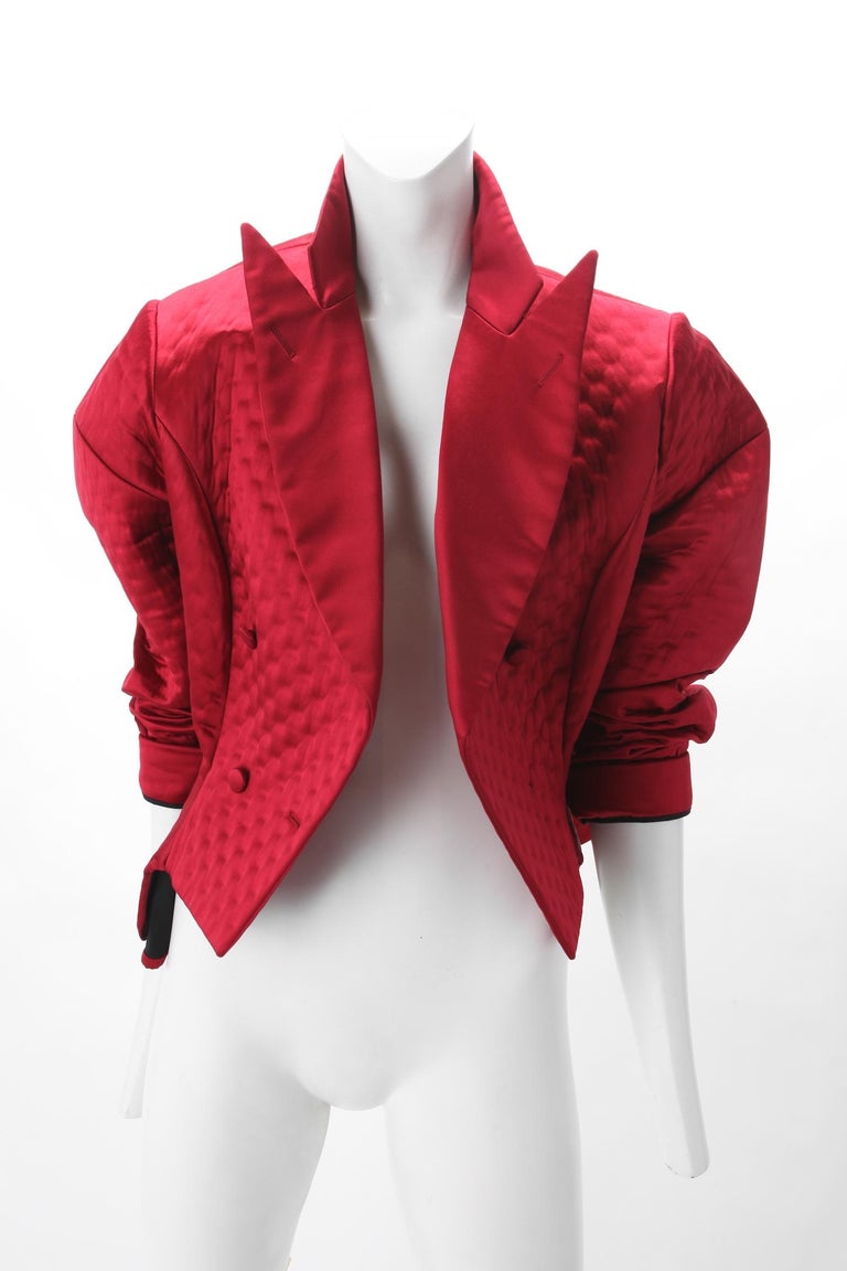 Yves Saint Laurent Red Satin Double-Breasted Jacket, A/W 2009. For Sale ...