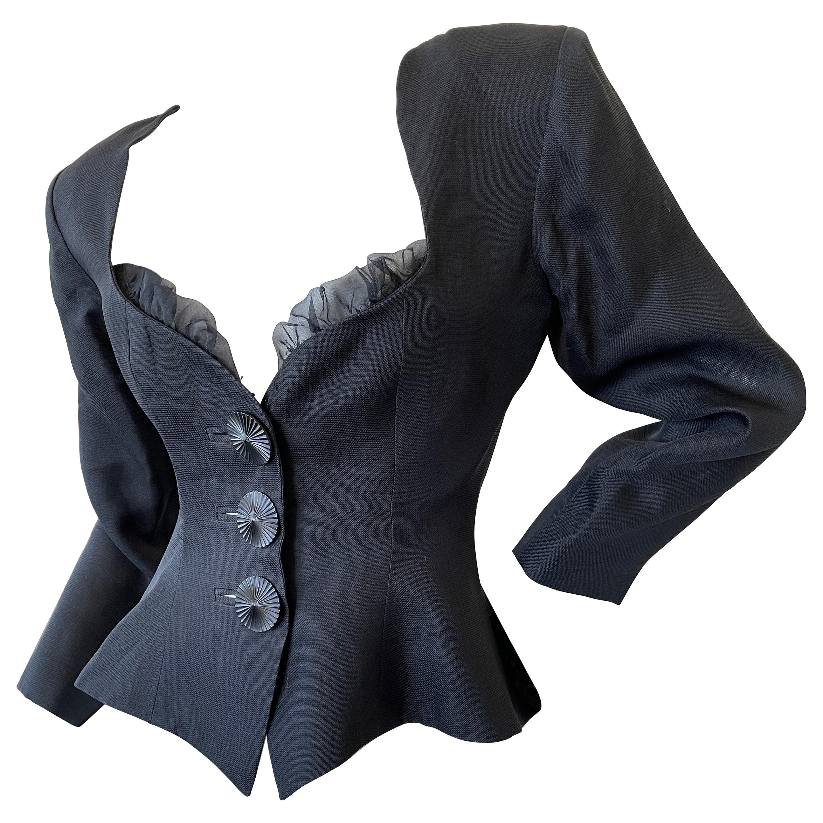 Yves Saint Laurent Rive Gauche 1970's Low Cut Black Silk Top For Sale ...