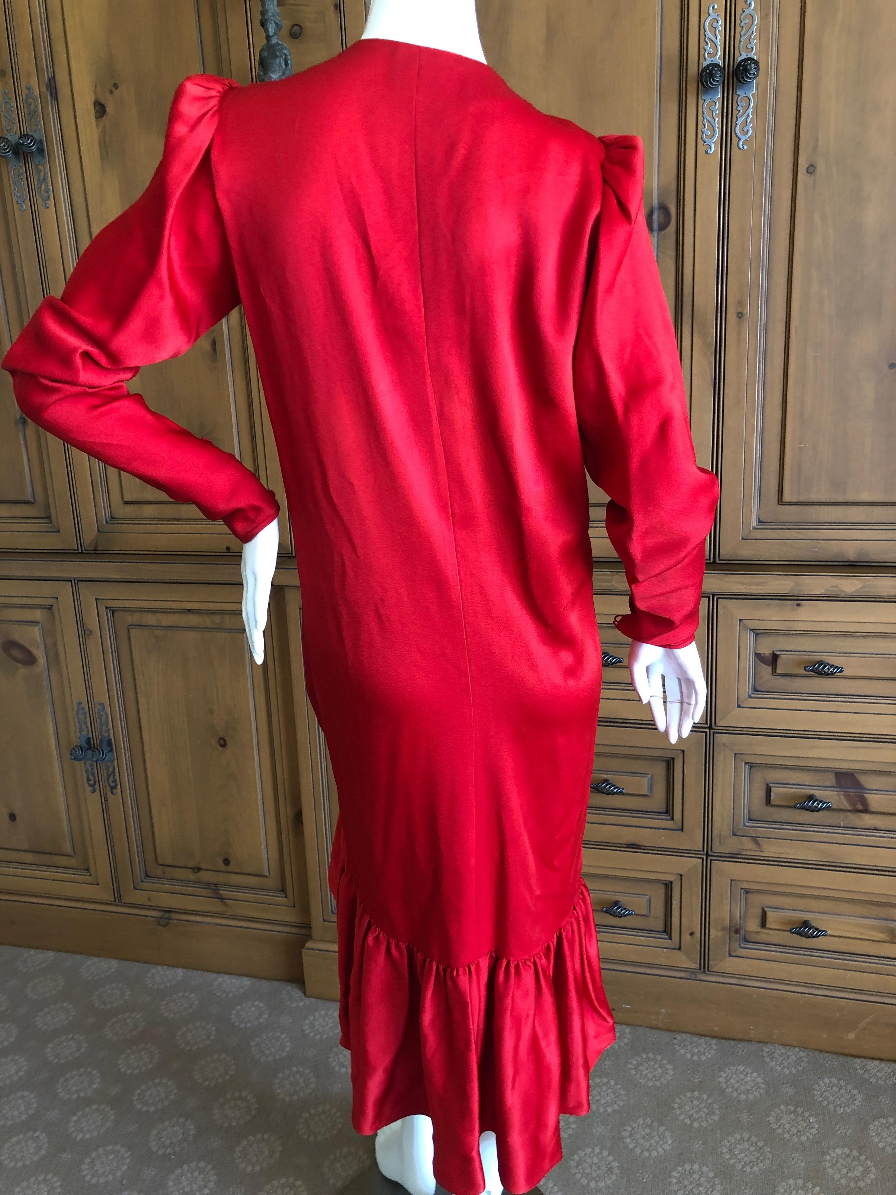 Yves Saint Laurent Rive Gauche 1970's Red Ruffle Dress For Sale at ...