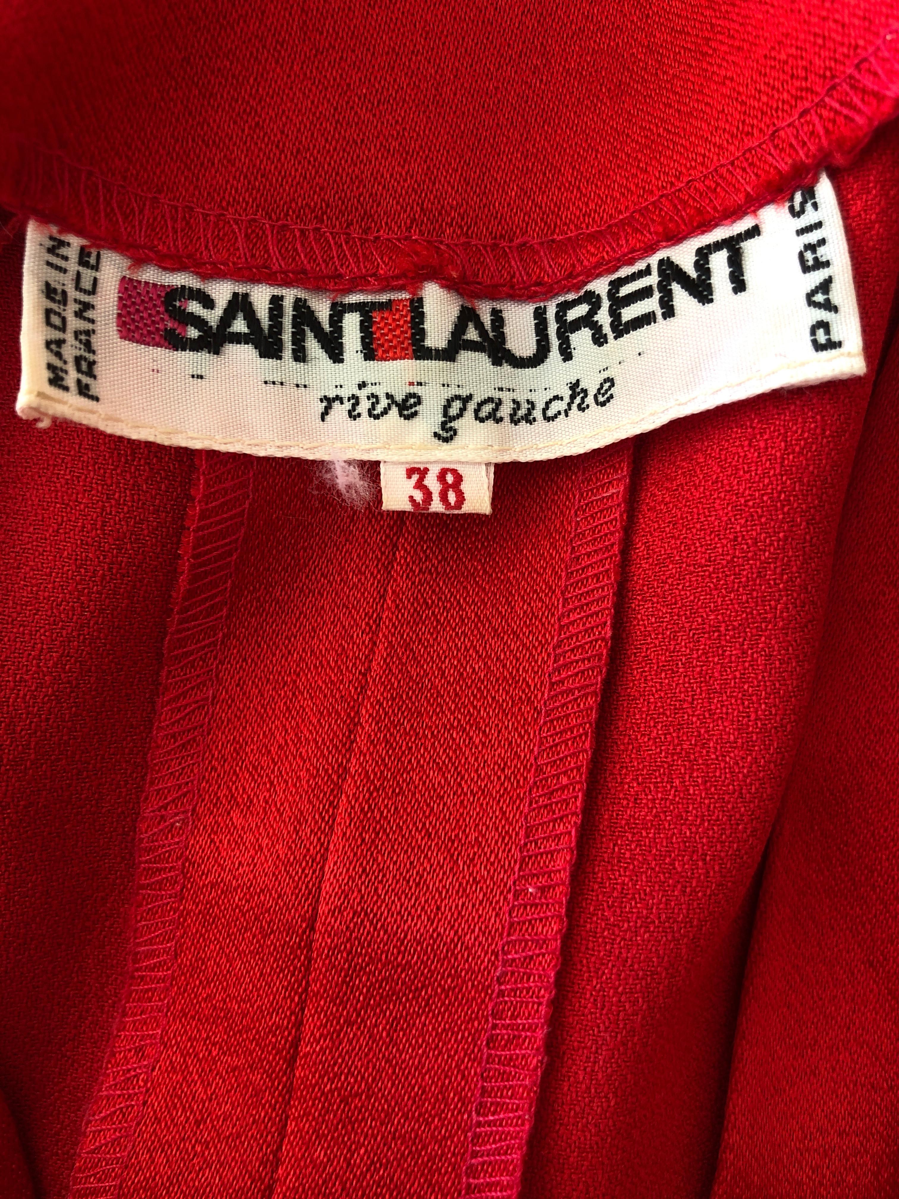 Yves Saint Laurent Rive Gauche 1970's Red Ruffle Dress For Sale at ...