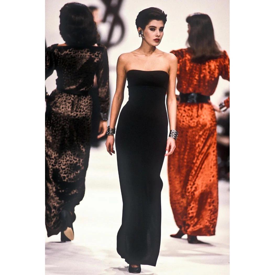 Yves Saint Laurent Rive Gauche Black Tube Maxi Dress RTW1986 For Sale ...