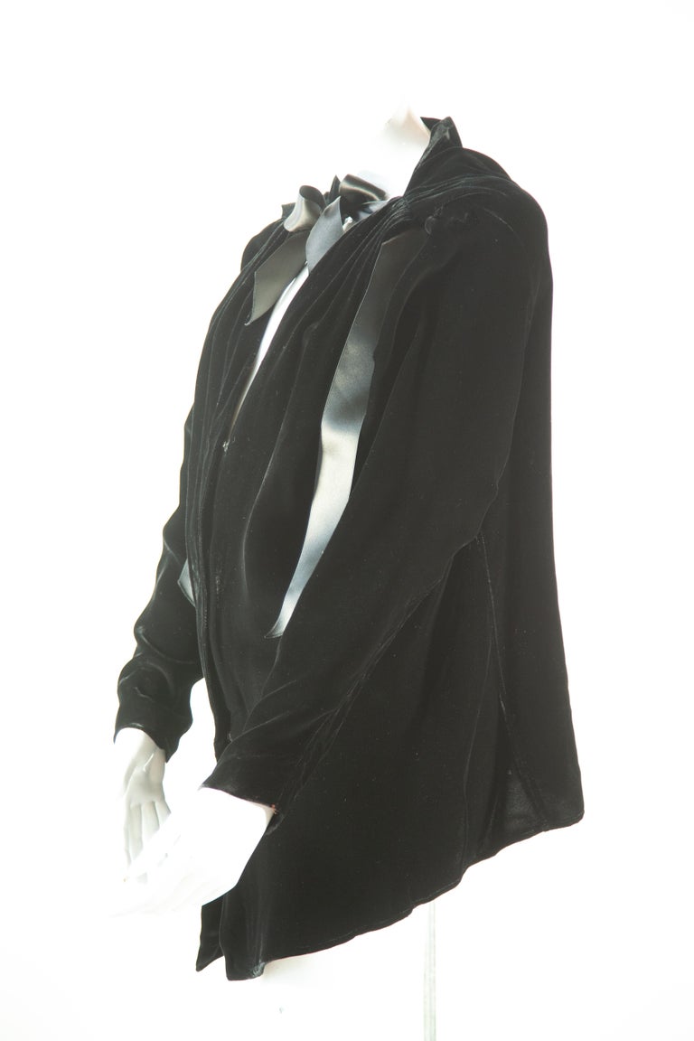 Yves Saint Laurent Rive Gauche Black Velvet Ribbon Capelet For Sale at ...