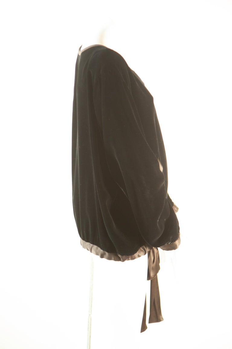Yves Saint Laurent Rive Gauche Black Velvet Ribbon Top For Sale at 1stDibs
