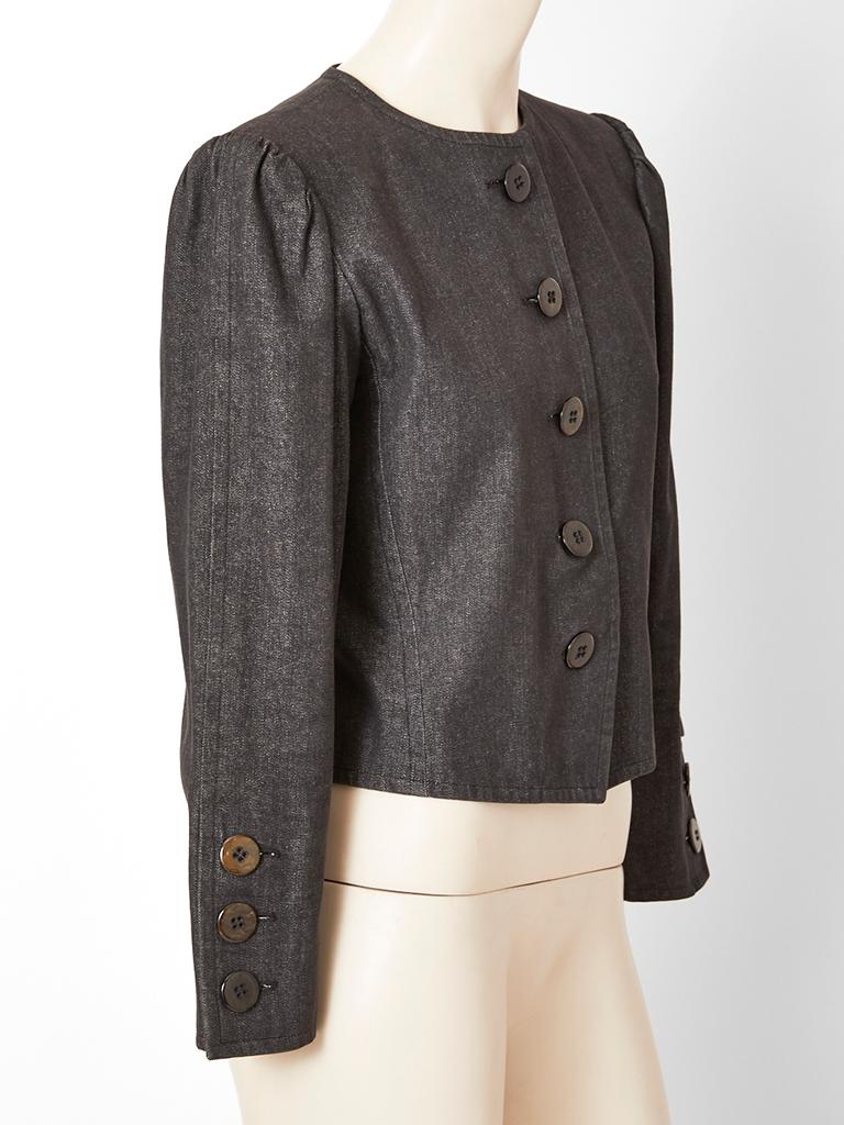 Yves Saint Laurent Rive Gauche Cropped Denim Jacket For Sale at 1stDibs