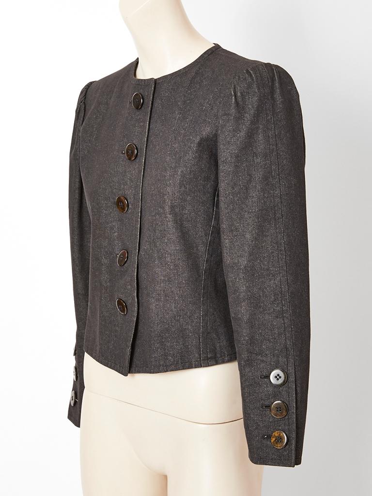 Yves Saint Laurent Rive Gauche Cropped Denim Jacket For Sale at 1stDibs