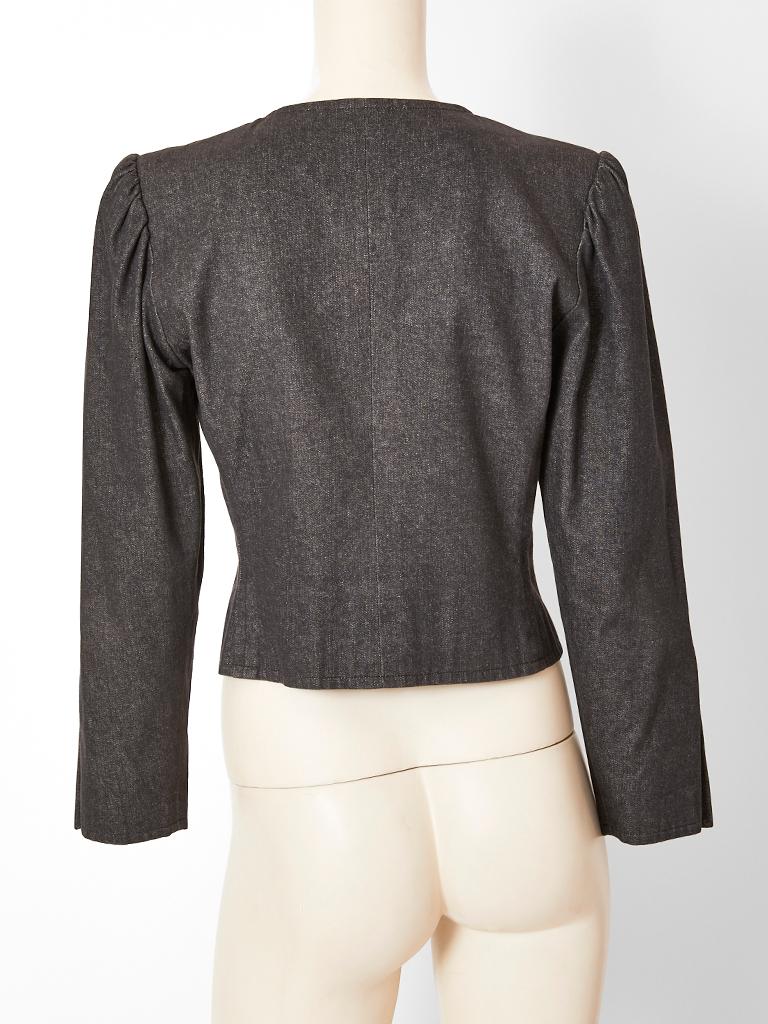 Yves Saint Laurent Rive Gauche Cropped Denim Jacket For Sale at 1stDibs