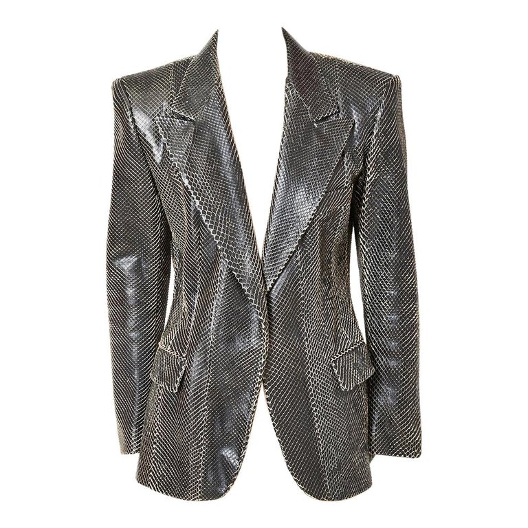 Yves Saint Laurent Rive Gauche Laser Cut Leather Blazer at 1stDibs