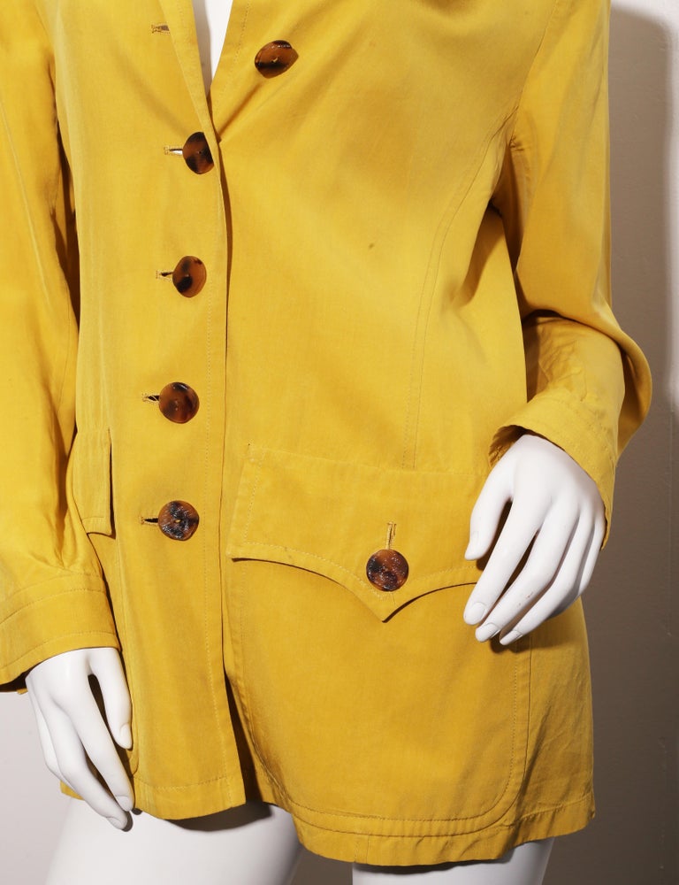 Yves Saint Laurent Rive Gauche pale chartreuse Safari jacket at 1stDibs