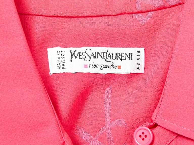 Yves Saint Laurent Rive Gauche Silk Logo Shirt For Sale at 1stDibs