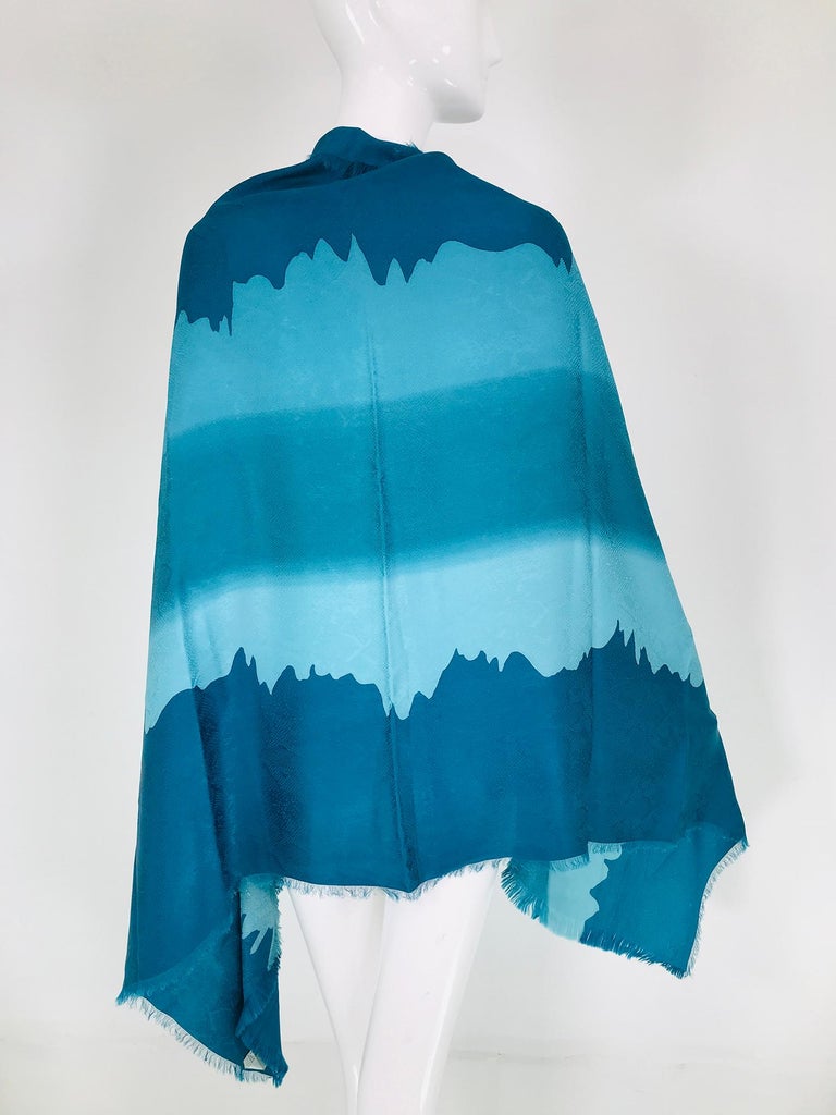 Yves Saint Laurent Rive Gauche X Long Rectangle Textured Silk Scarf/Shawl For Sale at 1stDibs