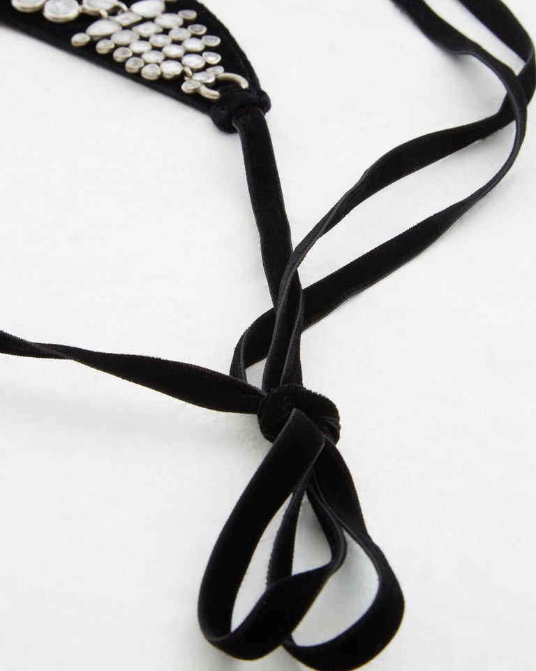 Yves Saint Laurent Rocca crystal collier on velvet breastplate, fw 2002 ...