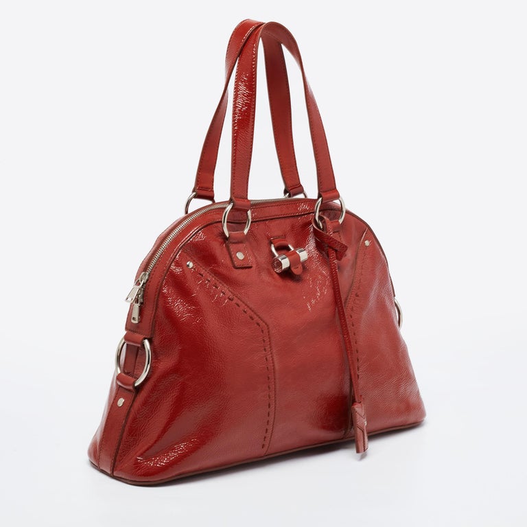 Yves Saint Laurent Rust Brown Patent Leather Large Muse Satchel For ...