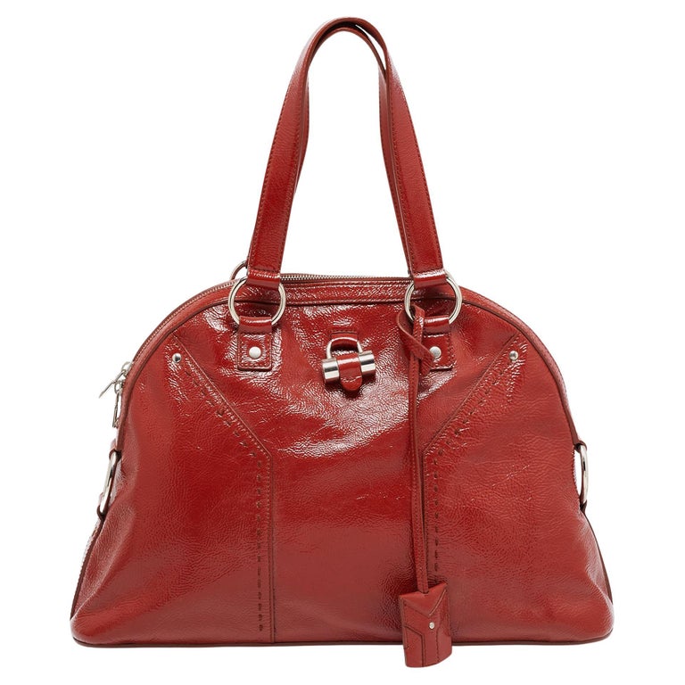 Yves Saint Laurent Rust Brown Patent Leather Large Muse Satchel For ...