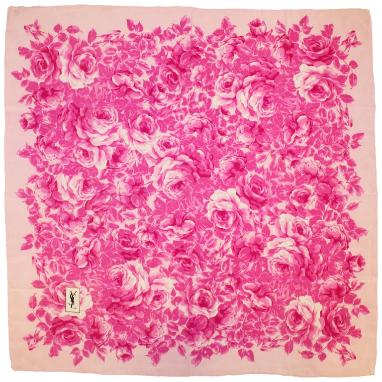 Yves Saint Laurent Silk Pink Roses Scarf at 1stDibs | pink ysl background
